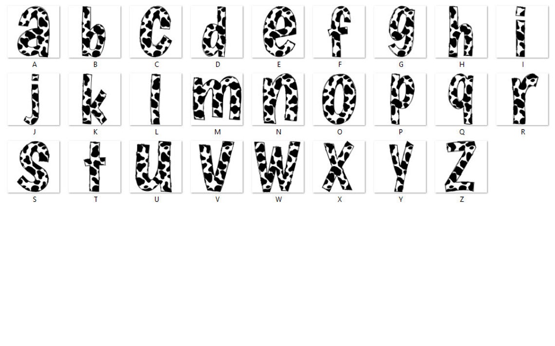 Cow Print Doodle Alphabet Clipart PNG Design Instant - Etsy