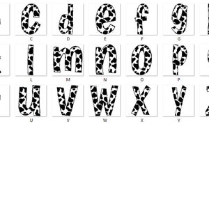 Cow Print Doodle Alphabet Clipart, PNG Design, Instant Download, Animal ...