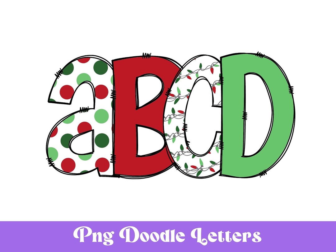 Christmas Doodle Alphabet Clipart, Polka Dot Pattern, Winter ...