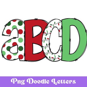 Christmas Doodle Alphabet Clipart, Polka Dot Pattern, Winter ...
