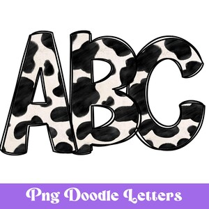 Cow Print Doodle Alphabet Clipart: PNG Letters (digital Download) - Etsy