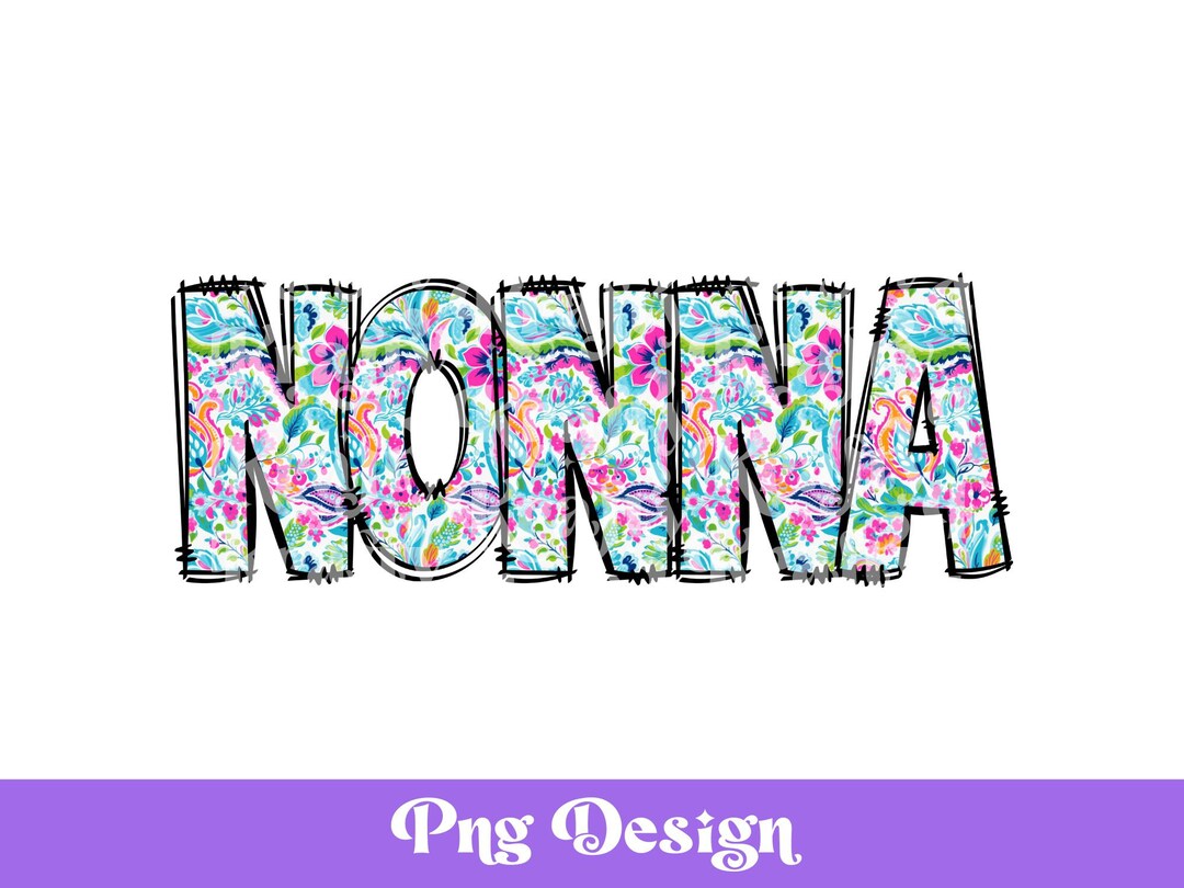 Preppy Nonna Sublimation PNG Design, Bright Doodle Letters, Mother's ...