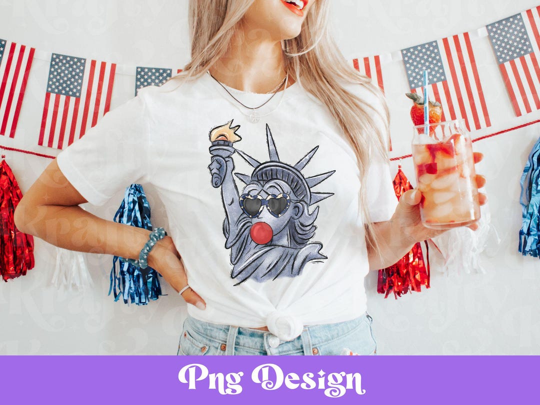 Preppy Lady Liberty Blowing Bubble Gum PNG, Sublimation Shirt Design ...