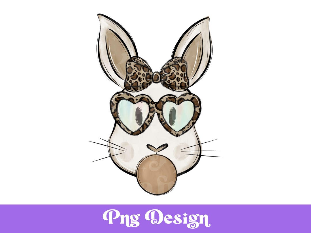 Leopard Print Easter Bunny PNG: Retro Hippie Design (digital Download ...