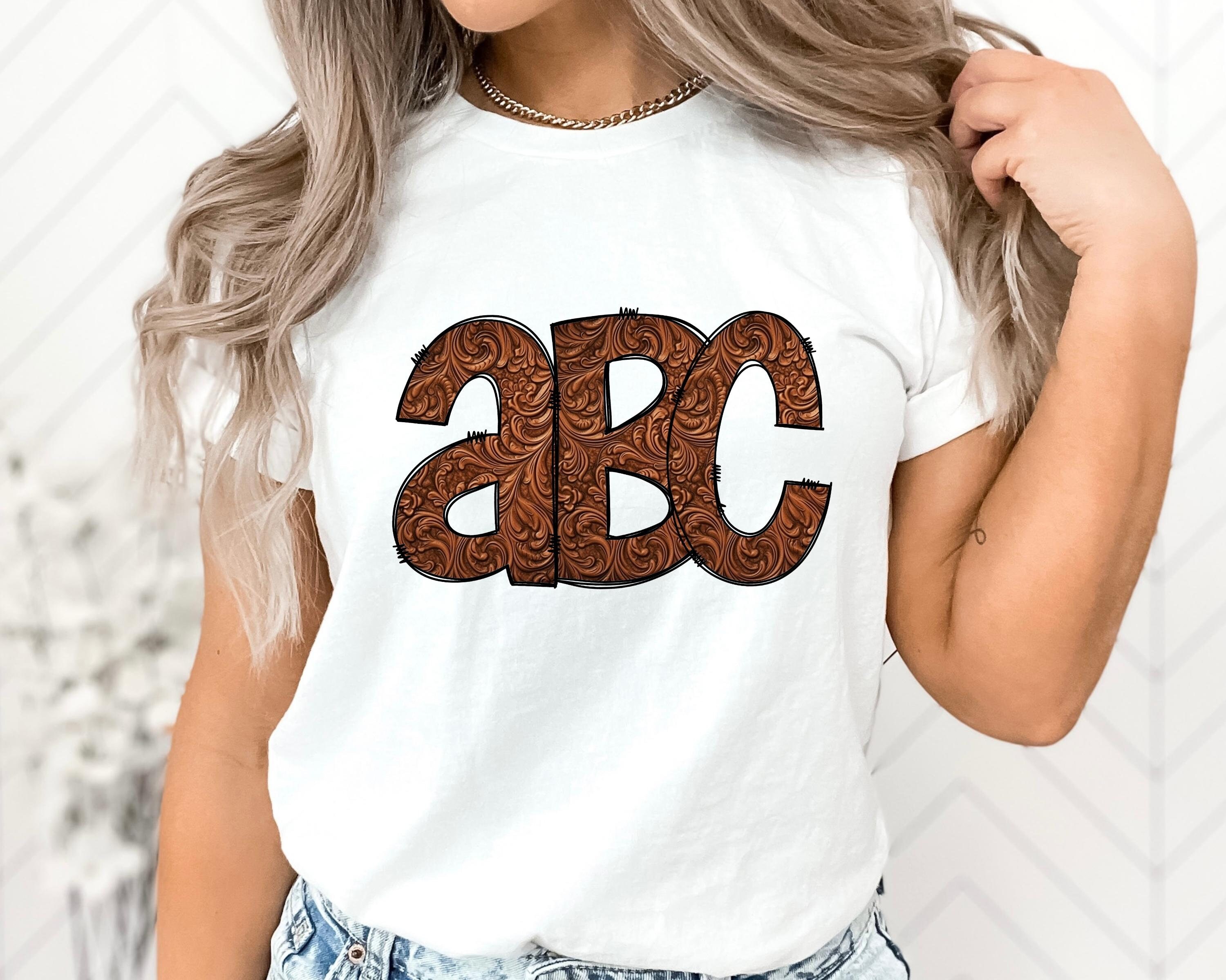 Tooled Leather Doodle Letters, Western Alphabet Clipart, Sublimation ...