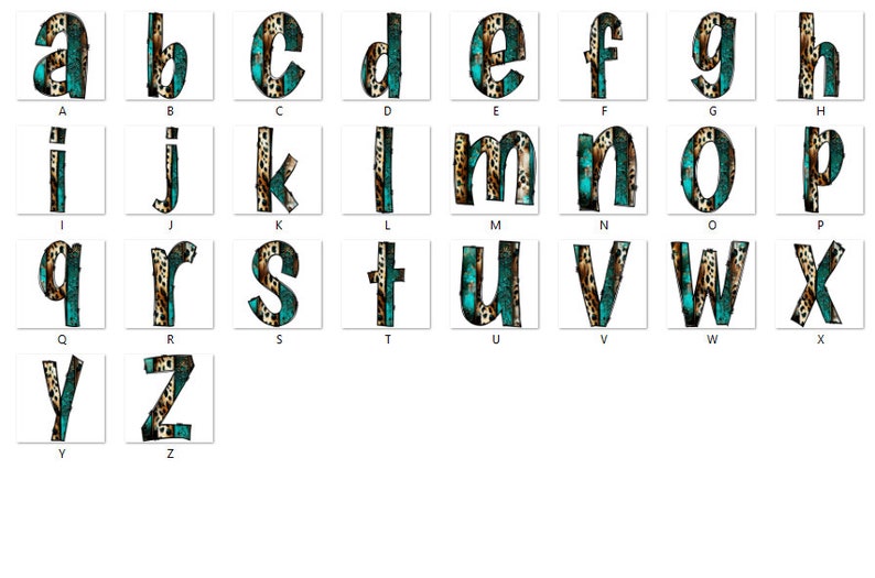 Western Distressed Doodle Alphabet Letters Southern Leopard - Etsy