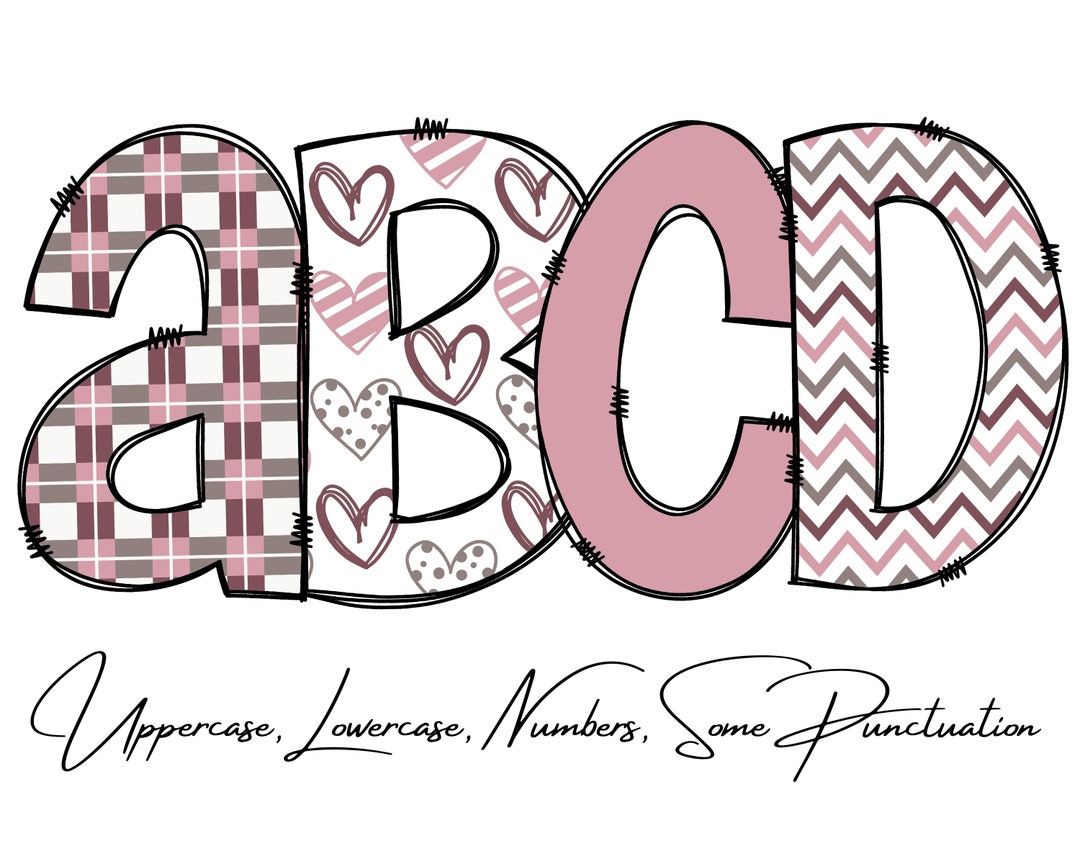 Valentine's Day Doodle Alphabet Clipart, Sublimation Letters, PNG ...