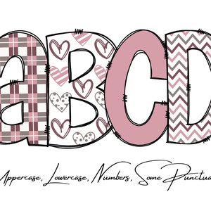 Valentine's Day Doodle Alphabet Clipart, Sublimation Letters, PNG ...