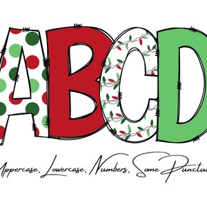 Christmas Doodle Alphabet Clipart Polka Dot Pattern Winter - Etsy