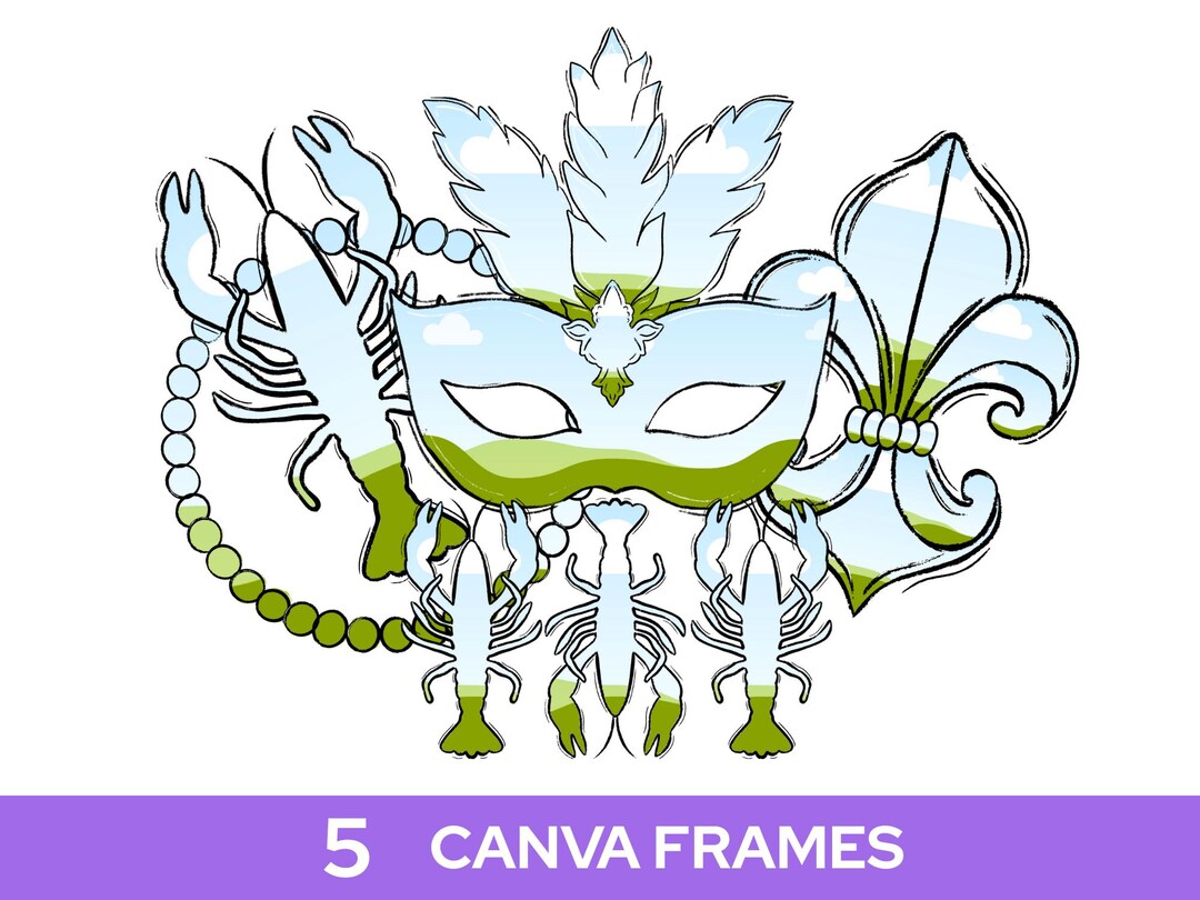 Mardi Gras Frames Bundle: Hand-drawn Clipart, Commercial Use - Etsy