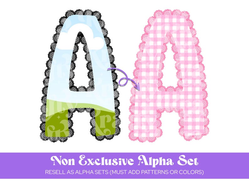 Lace Alpha Frames: Doodle Letter Alphabet Set PNG - Etsy