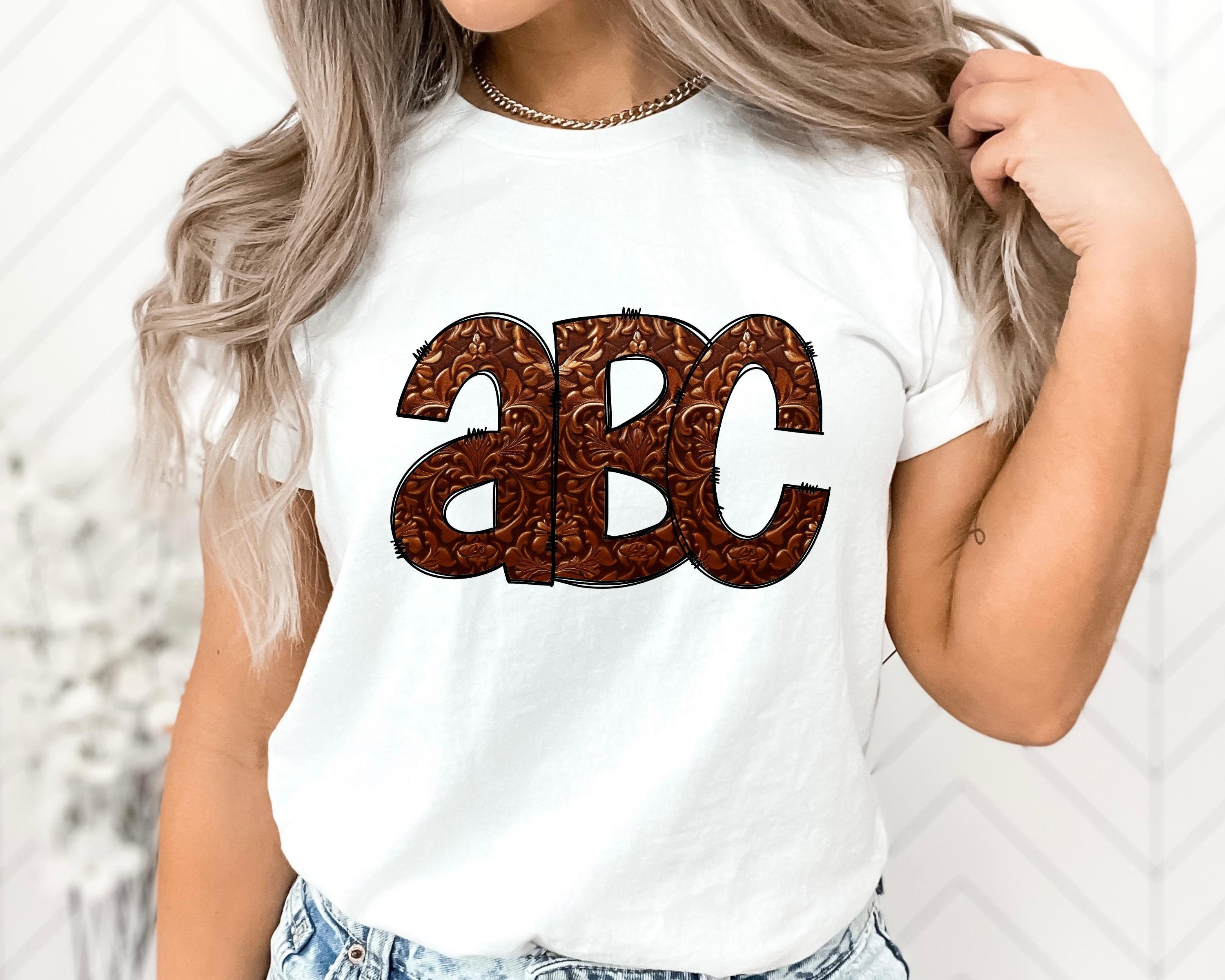 Tooled Leather Letters, Western Doodle Alphabet Clipart, Sublimation ...