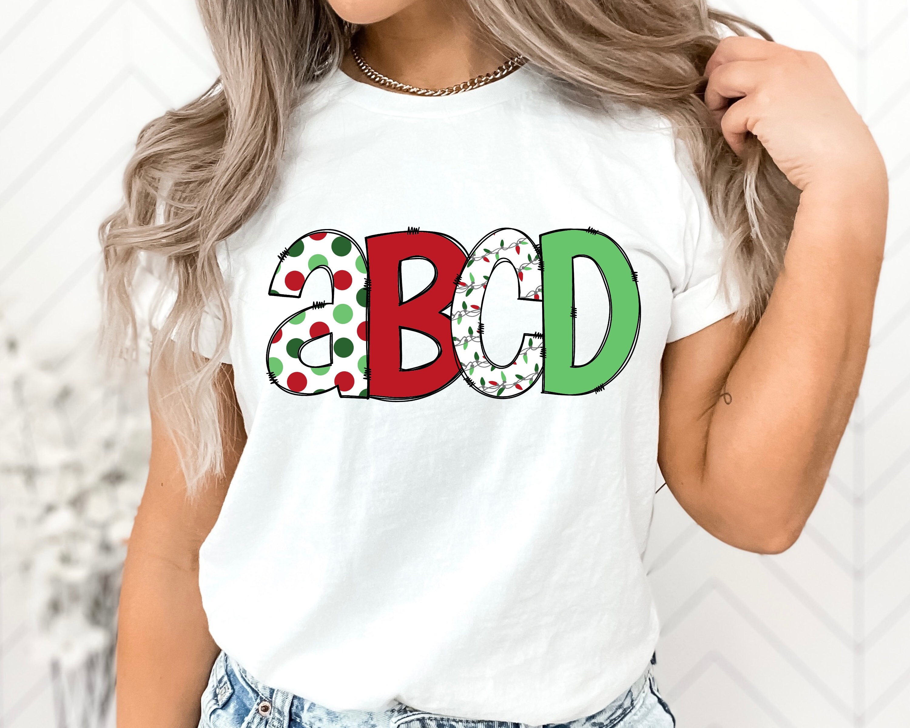 Christmas Doodle Alphabet Clipart Polka Dot Pattern Winter - Etsy