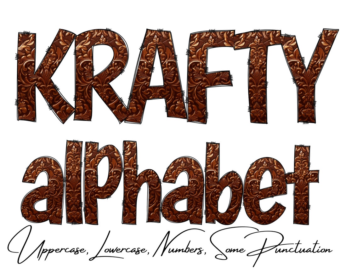 Tooled Leather Letters Western Doodle Alphabet Clipart - Etsy