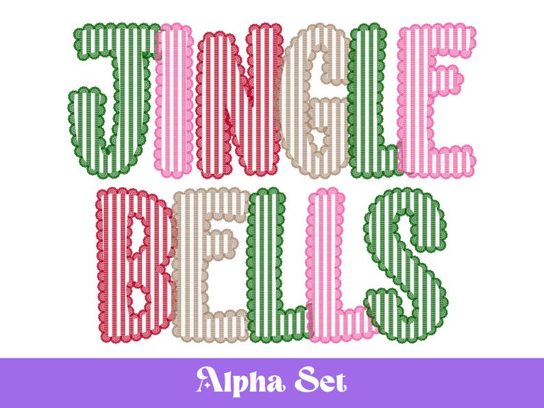 Christmas Seersucker Lace Alpha PNG Set, Alphabet Clipart, Hand Drawn ...