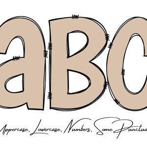 Tan Doodle Alphabet Clipart, Sublimation Letter Set, Commercial Use ...