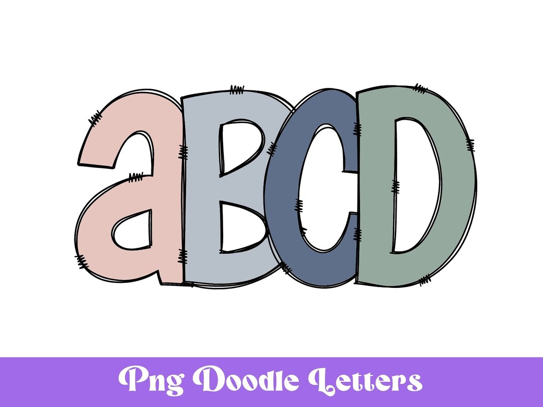Neutral Doodle Alphabet Clipart, Sublimation Letters, PNG Design, Hand ...