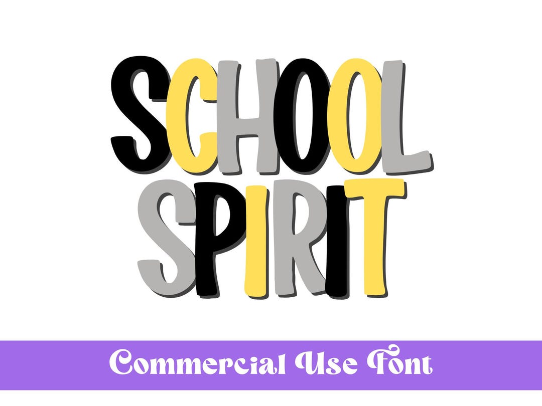 School Spirit Font, Commercial Use, Procreate Font, Make Your Own Alpha ...