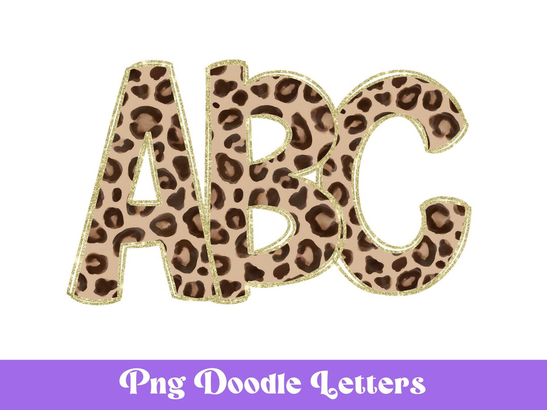 Leopard Doodle Alphabet Clipart, Instant Download, Commercial Use ...