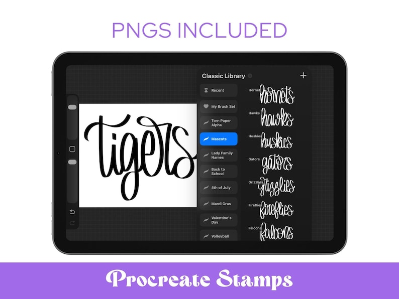 Hand Lettered Mascot Procreate Stamps, School Spirit, Preppy PNG - Etsy