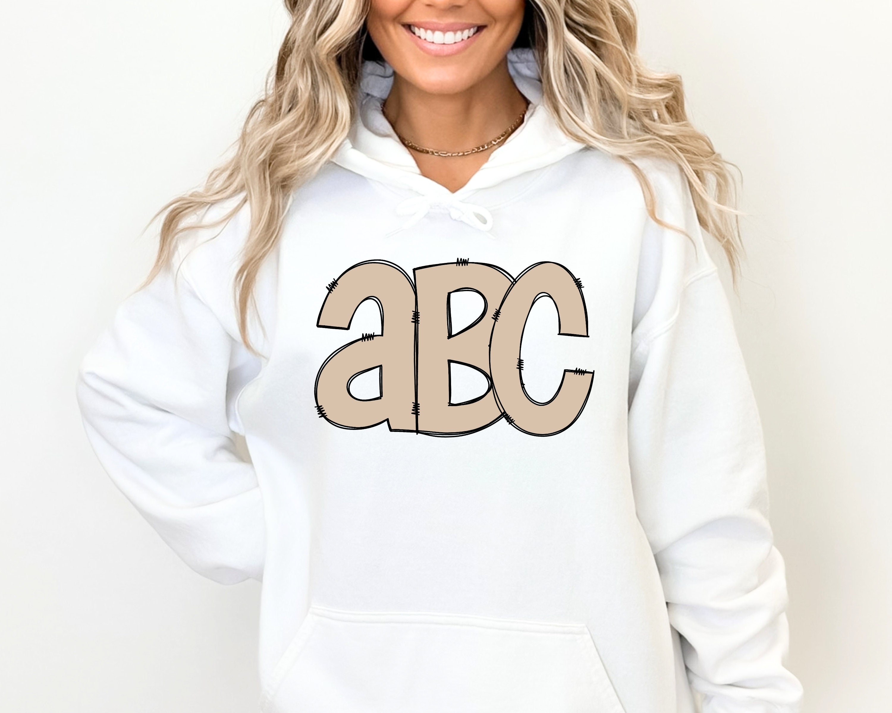 Tan Doodle Alphabet Clipart, Sublimation Letter Set, Commercial Use ...