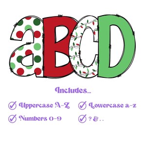 Christmas Doodle Alphabet Clipart, Polka Dot Pattern, Winter ...