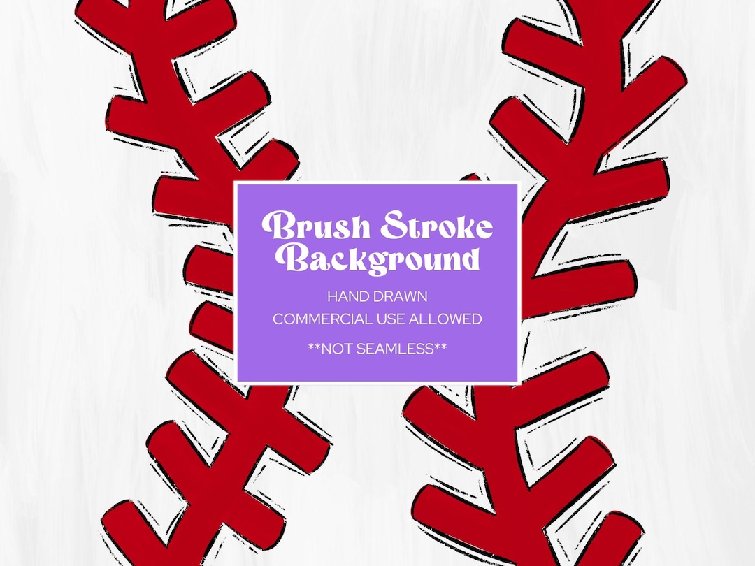 Hand Drawn Baseball Stitches Digital Paper: Brush Stroke Background ...