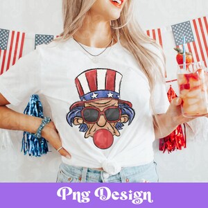 Preppy Uncle Sam Blowing Bubble Gum PNG, Sublimation Shirt Design ...