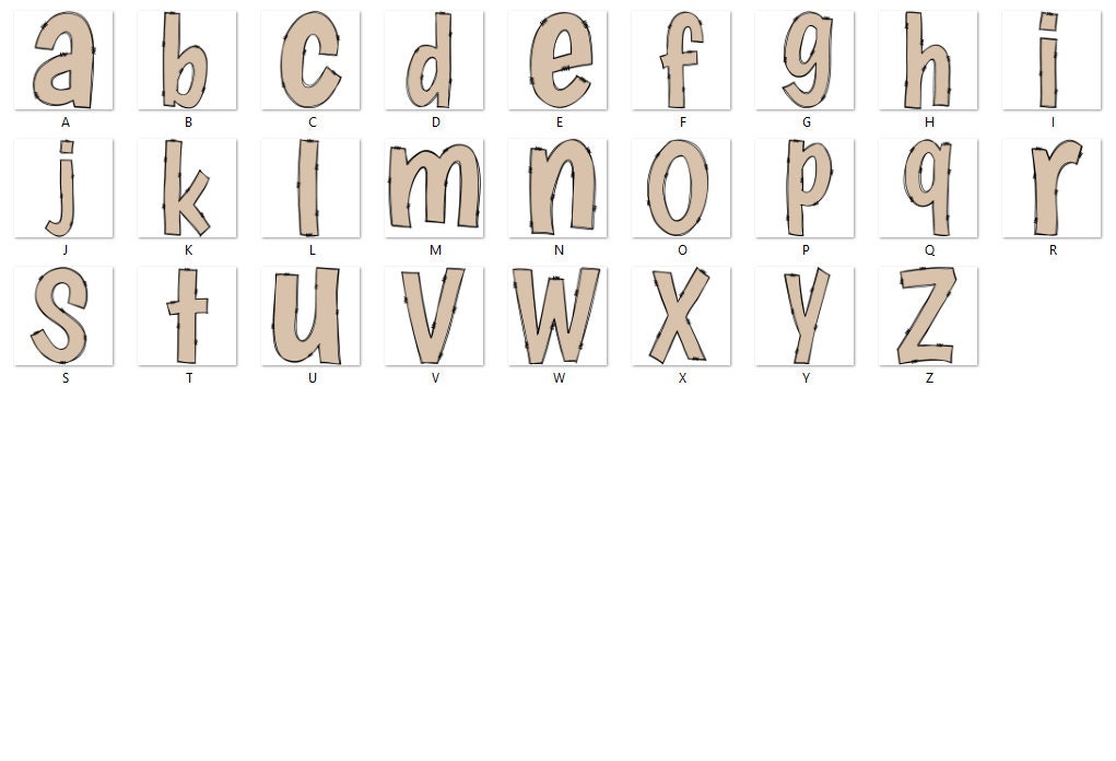 Tan Doodle Alphabet Clipart, Sublimation Letter Set, Commercial Use ...