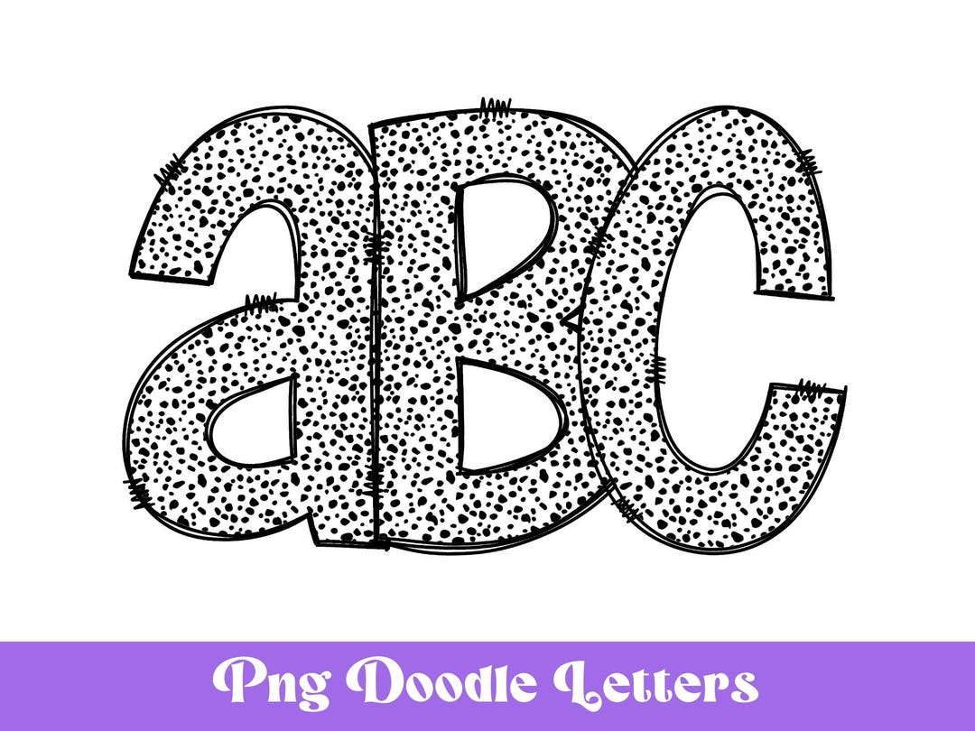 Dalmatian Dots Doodle Alphabet Clipart, Sublimation Letter Set, Hand ...