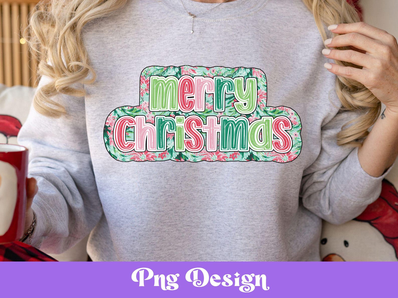 Preppy Merry Christmas Png, Sublimation Designs, Colorful DTF, Holiday ...