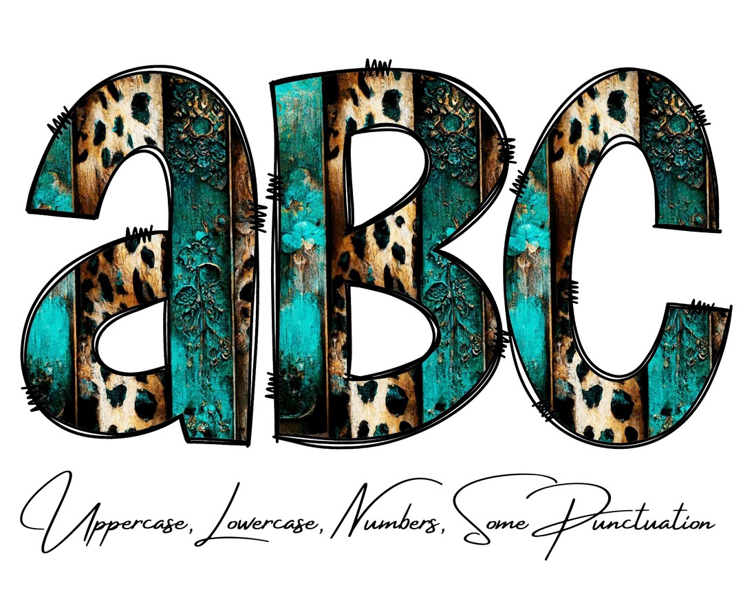 Western Distressed Doodle Alphabet Letters Southern Leopard - Etsy