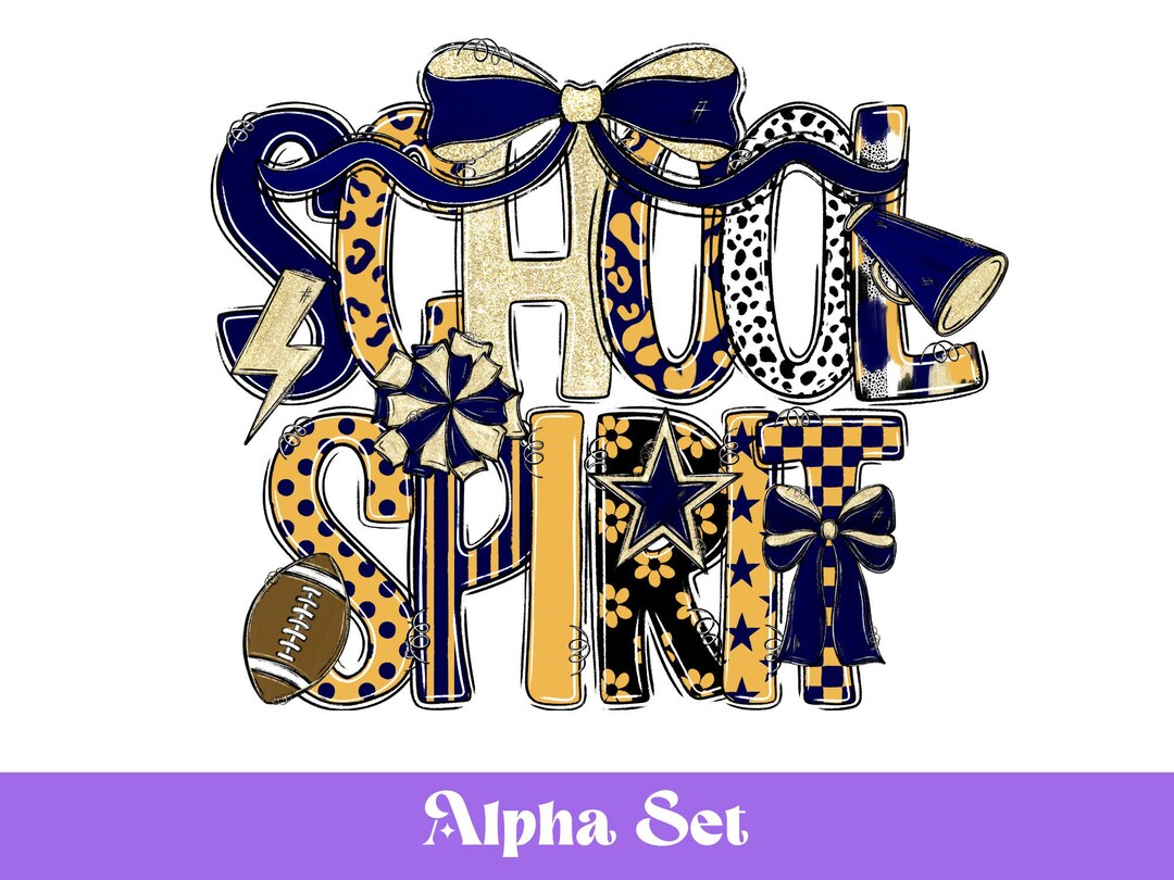 School Spirit Alphabet Clipart: Hand Drawn Mascot Doodle, Football ...