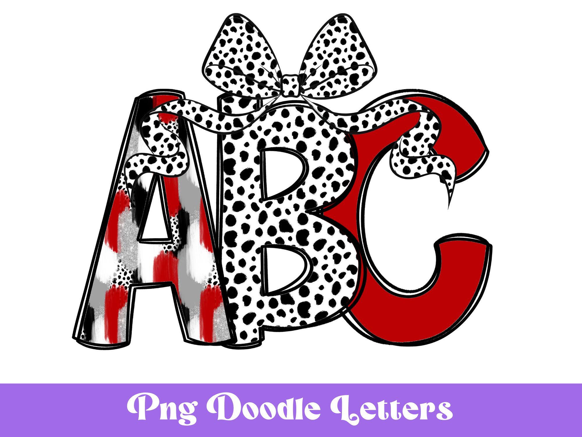 Red & Gold Glitter Doodle Alphabet Clipart: School Spirit Letters (PNG ...
