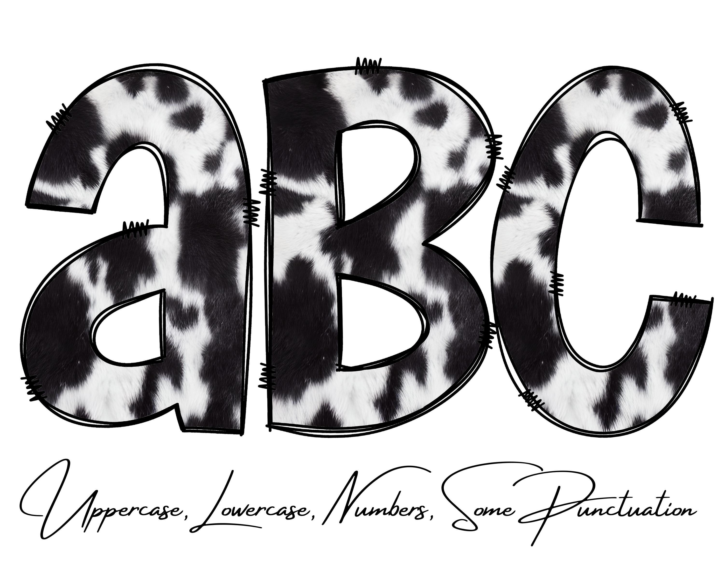 Western Cowhide Doodle Alphabet Letters, Cow Print, Animal Pattern ...