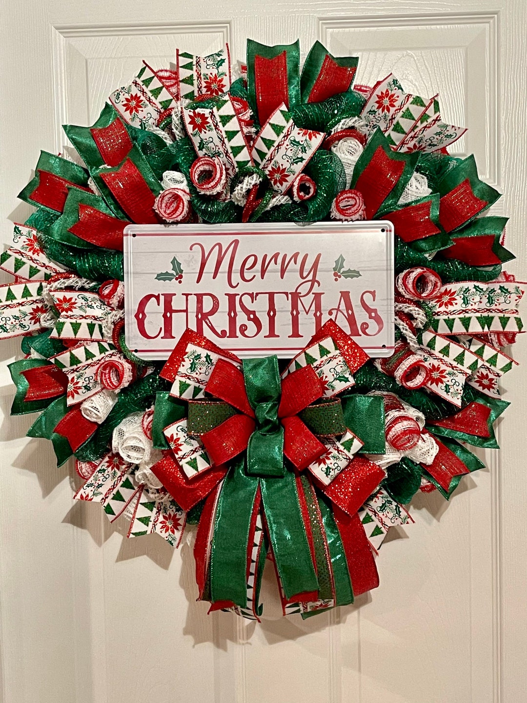 Merry Christmas Wreath, Christmas Wreath, Vintage Christmas Wreath ...