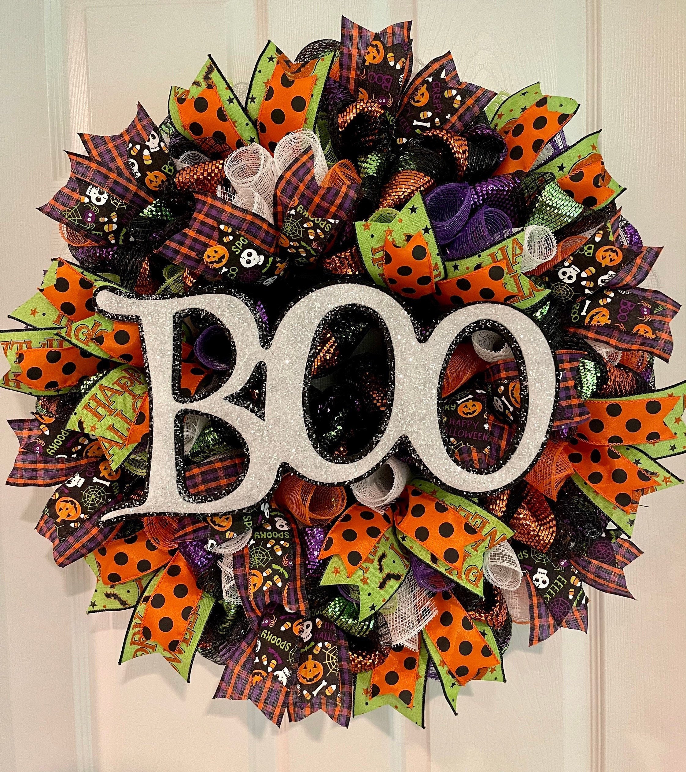 Halloween Wreath, Boo Wreath, Happy Halloween, Halloween Front Door ...