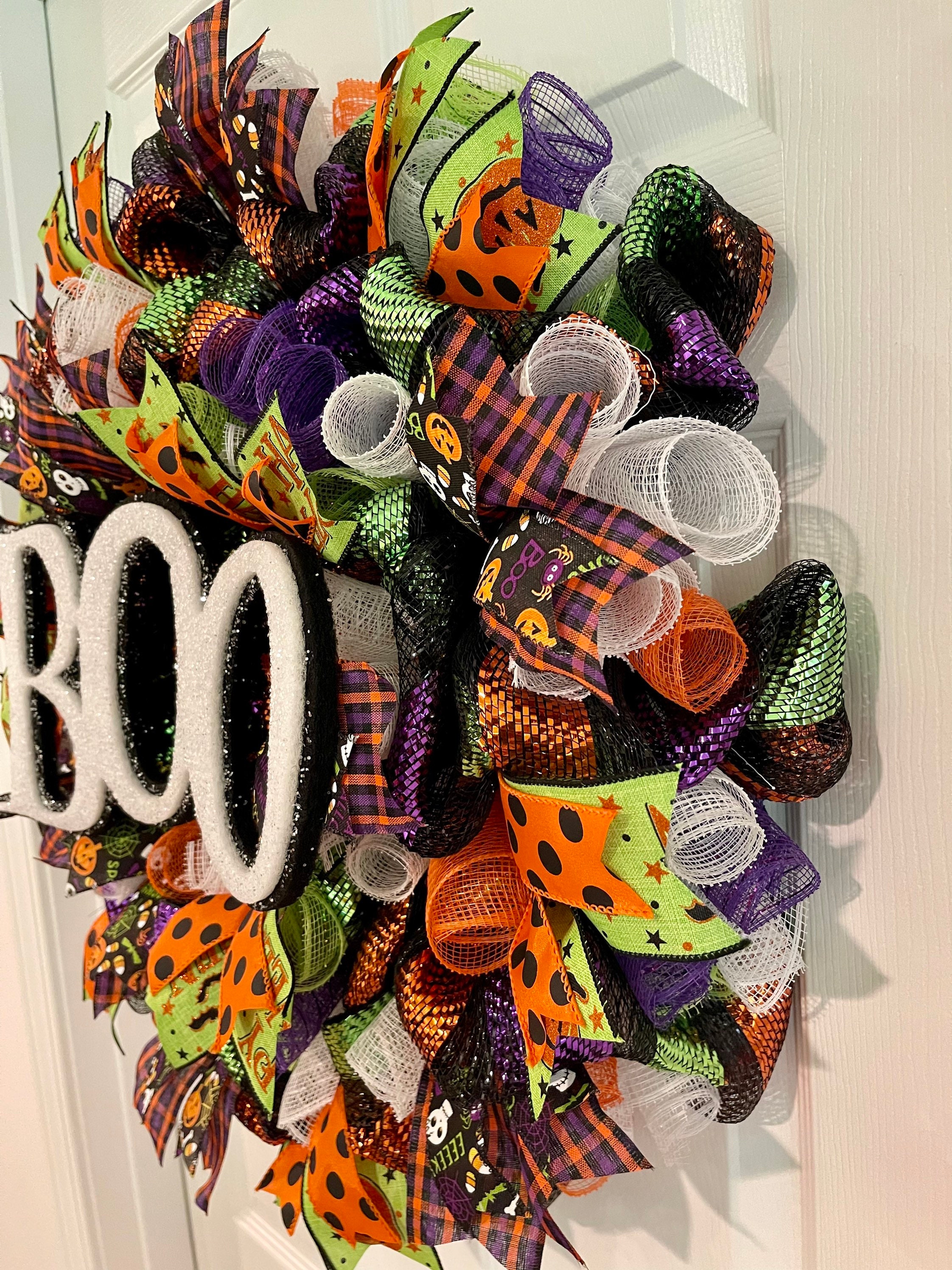 Halloween Wreath Boo Wreath Happy Halloween Halloween Front - Etsy
