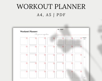 Workout Fitness Planner Printable and Editable PDF, Fillable Exercise ...