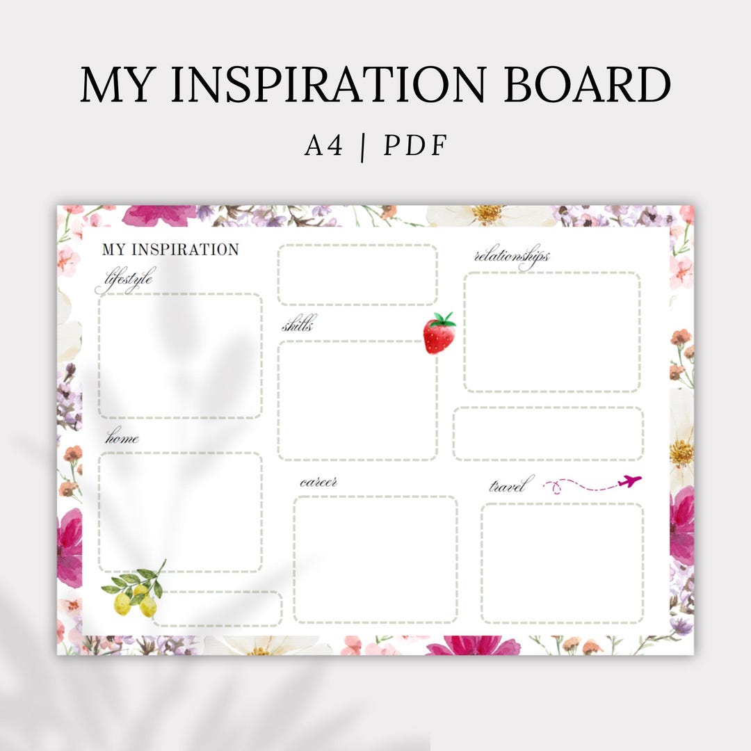 Floral Vision Board Template: Guided Life Goals Planner (PDF Download ...