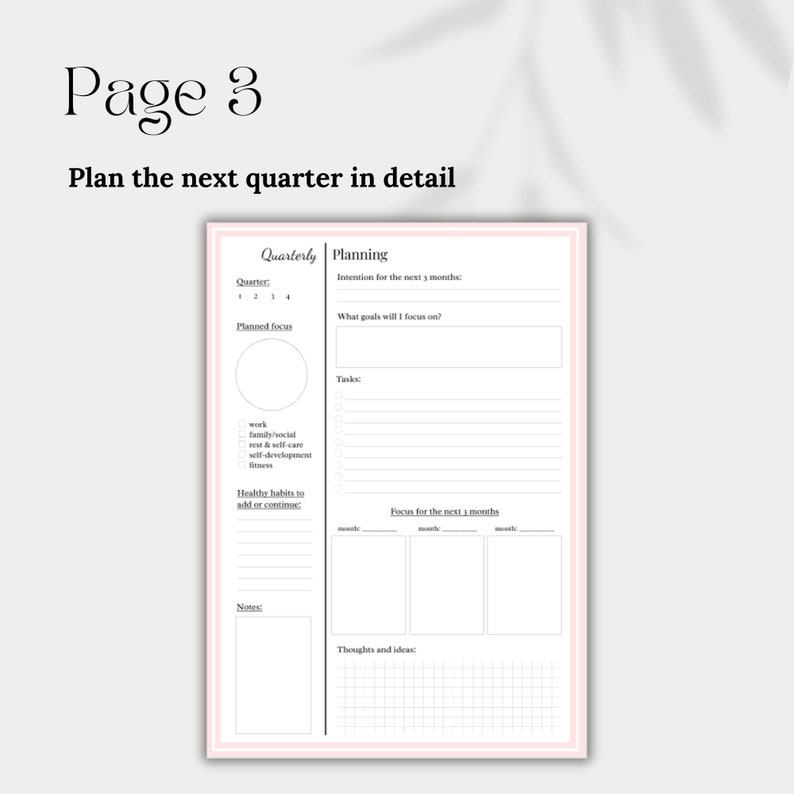 Quarterly Review & Plan, Quarterly Planner, 3 Month Check-in, 90-day ...