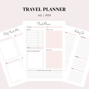 Travel Planner Kit Printable Trip Planner Packing Checklist | Etsy