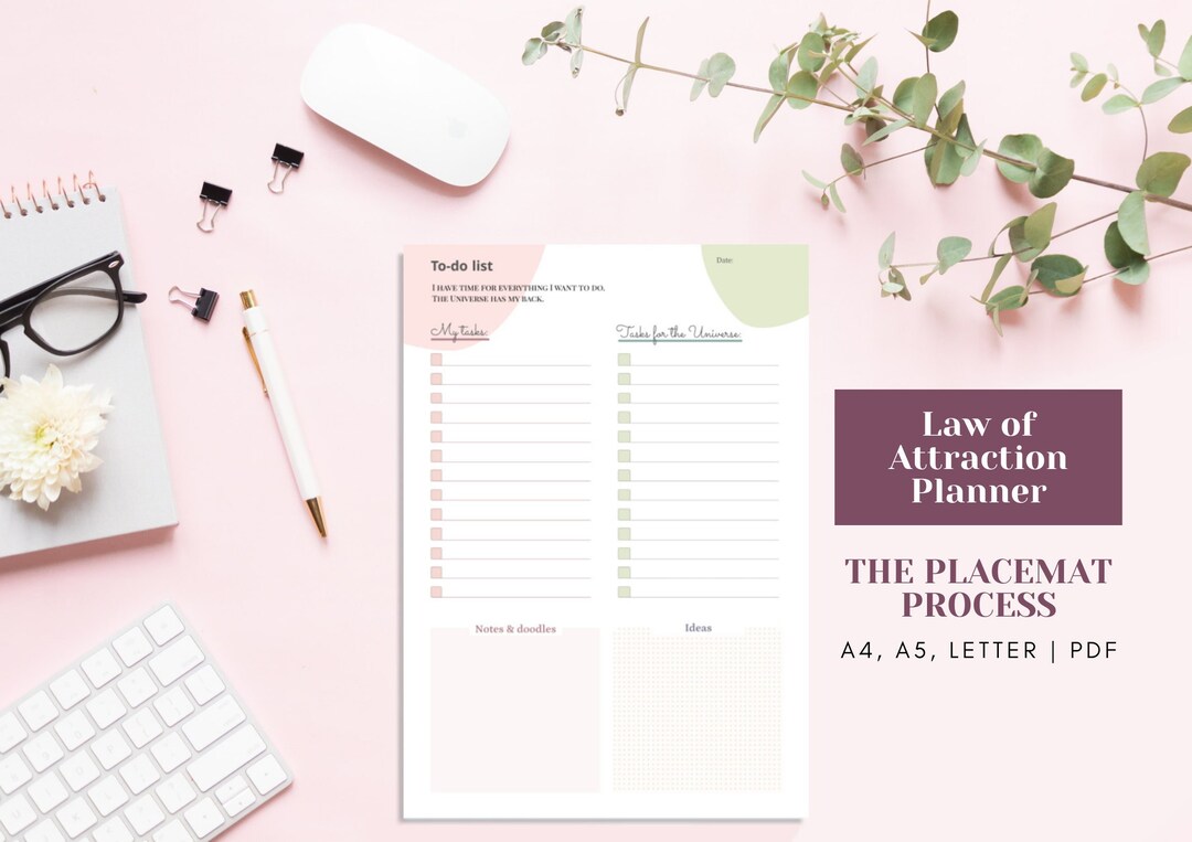 The Placemat Process Law of Attraction Planner Abraham - Etsy