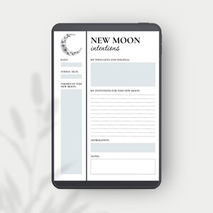 New Moon Intentions Template, Printable Journal, Manifesting With the ...
