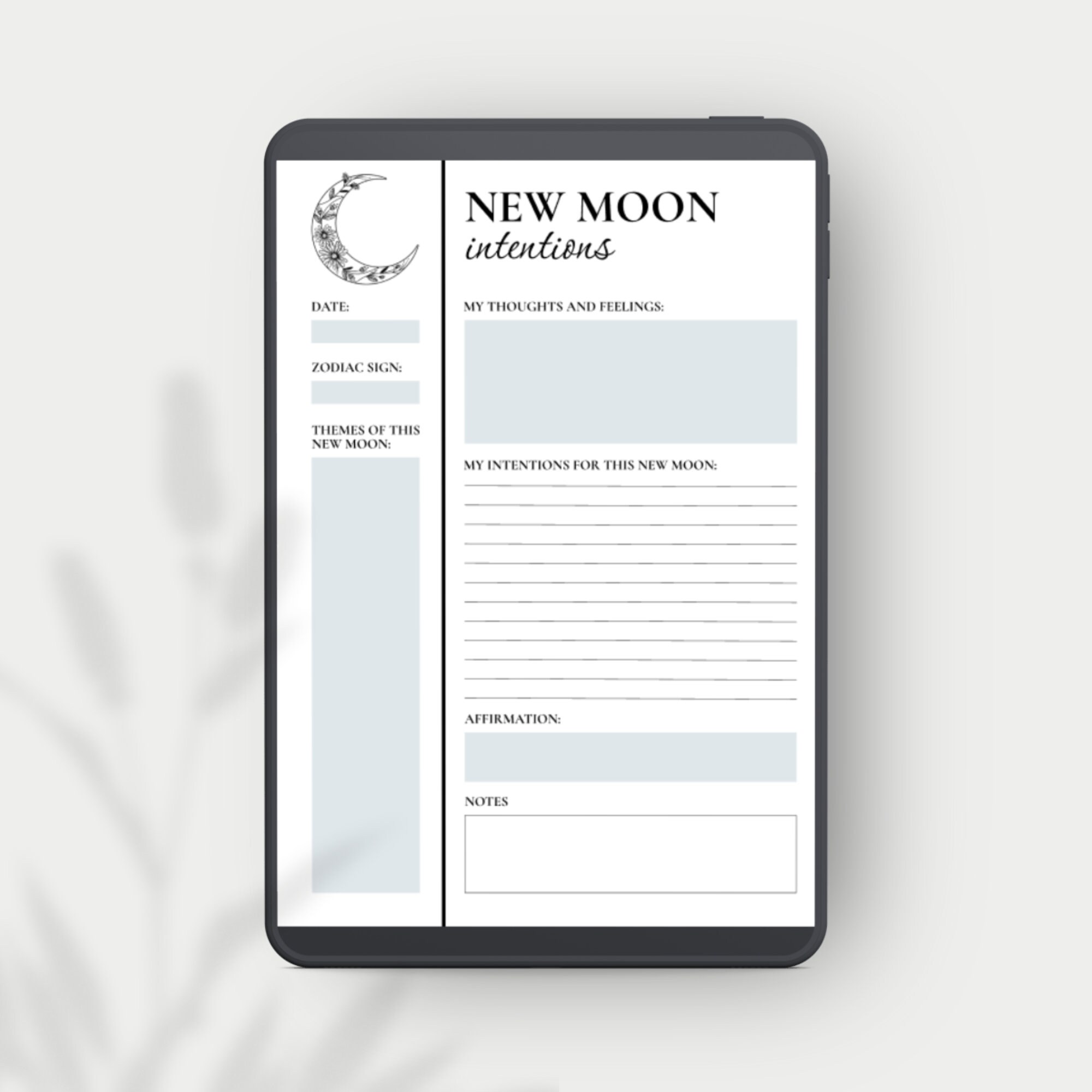 New Moon Intentions Template, Printable Journal, Manifesting With the ...