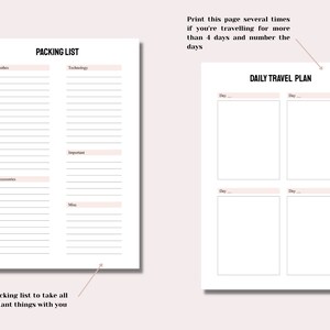 Travel Planner Kit Printable Trip Planner Packing Checklist - Etsy