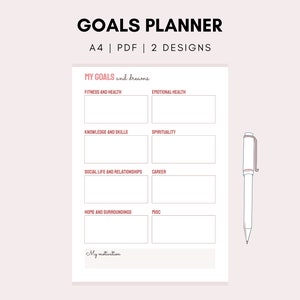 Goal and Dreams Planner Printable Minimalist Goals Worksheet - Etsy