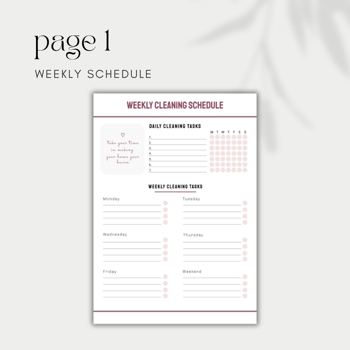 Printable Cleaning Schedule, Deep Cleaning Planner, Tidy up Checklist ...