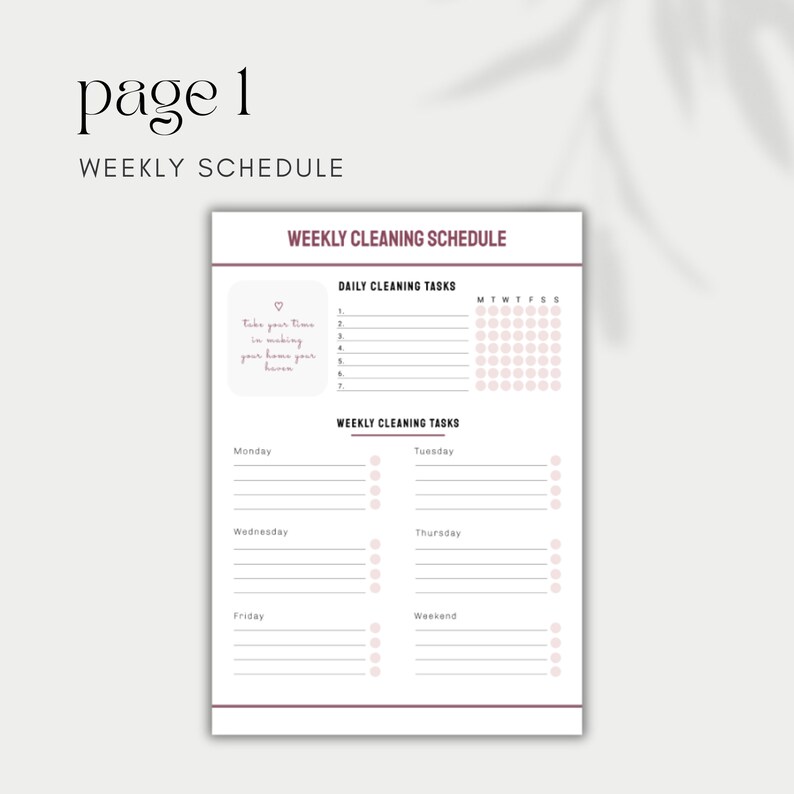 Printable Cleaning Schedule, Deep Cleaning Planner, Tidy up Checklist ...