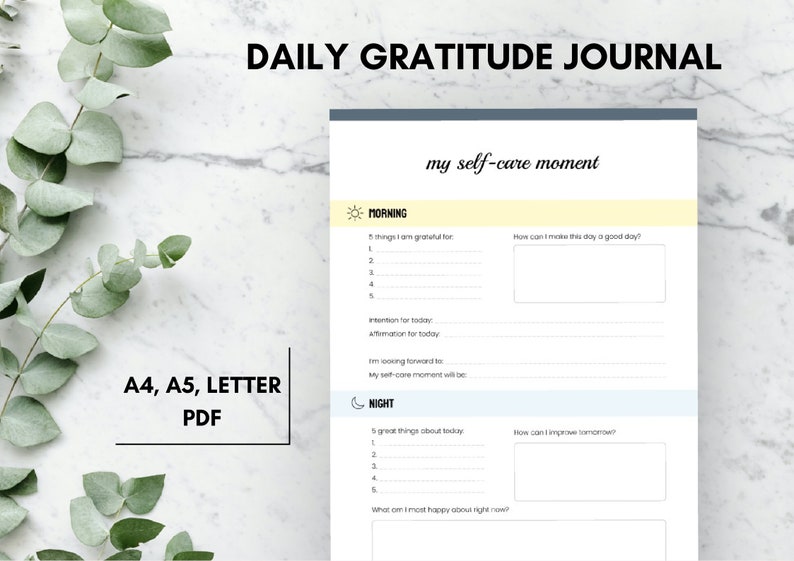Daily Gratitude and Reflection Printable Daily Check-in - Etsy